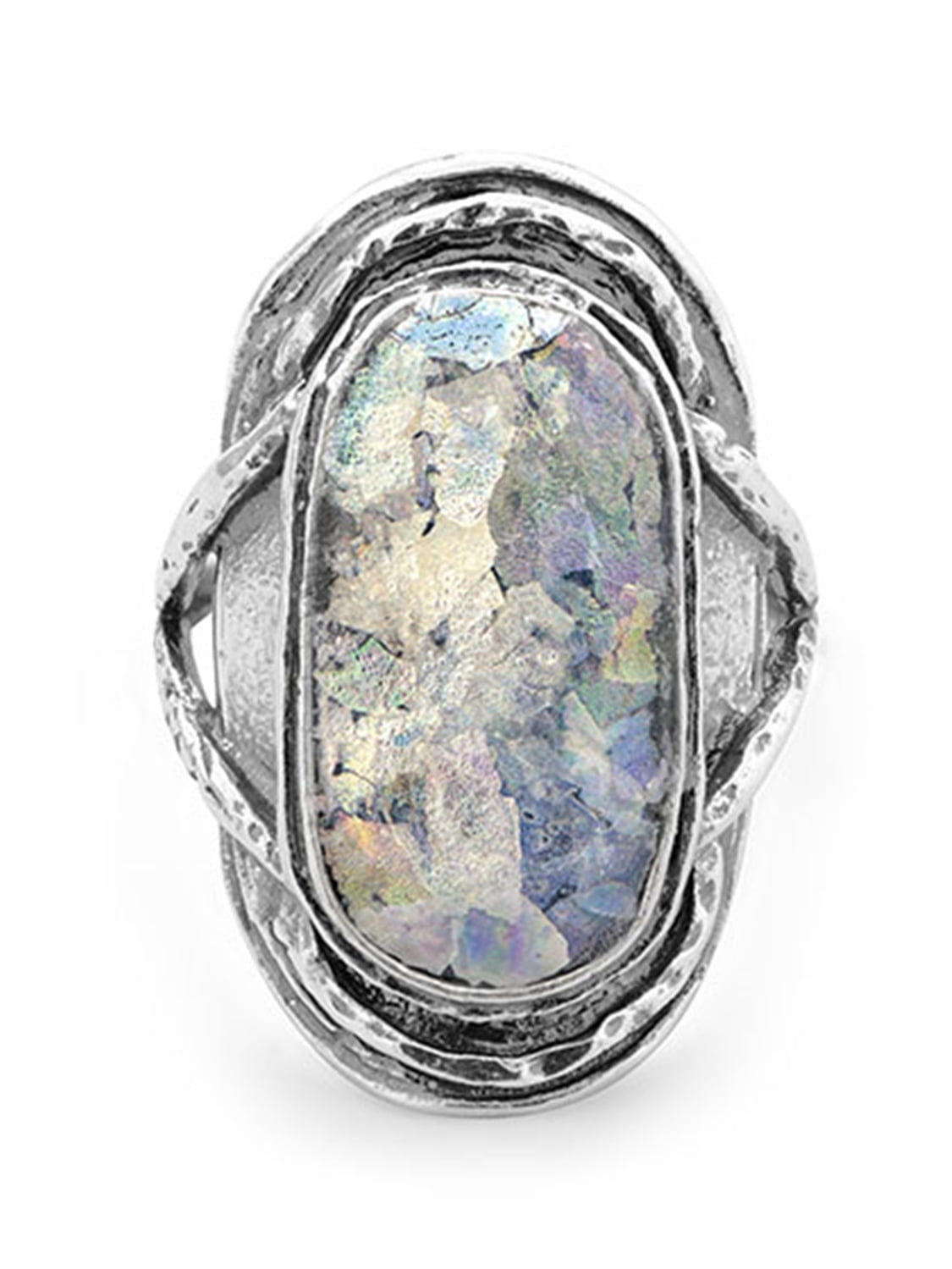 Ancient Roman Glass Ring Oval Shape Antiqued Sterling Silver - Walmart.com