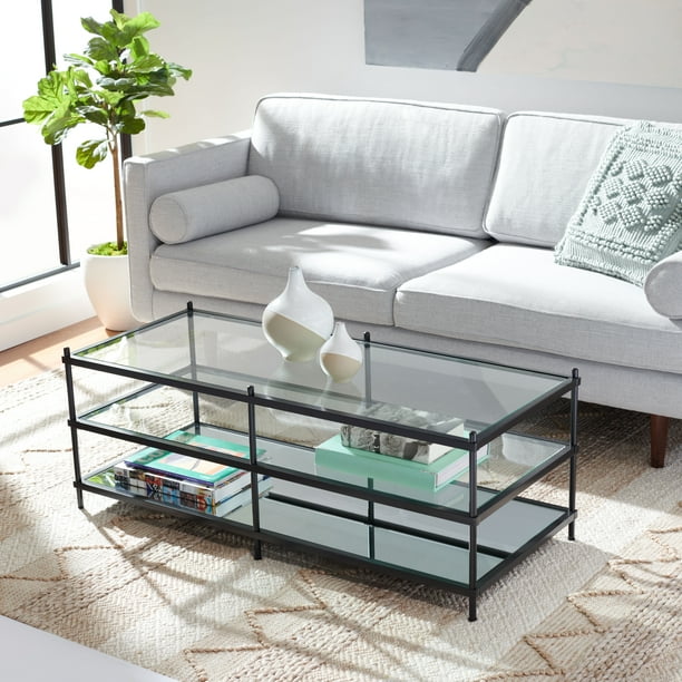 Safavieh Cathal Solid Glass/Mirror Coffee Table, Matte Black - Walmart.com