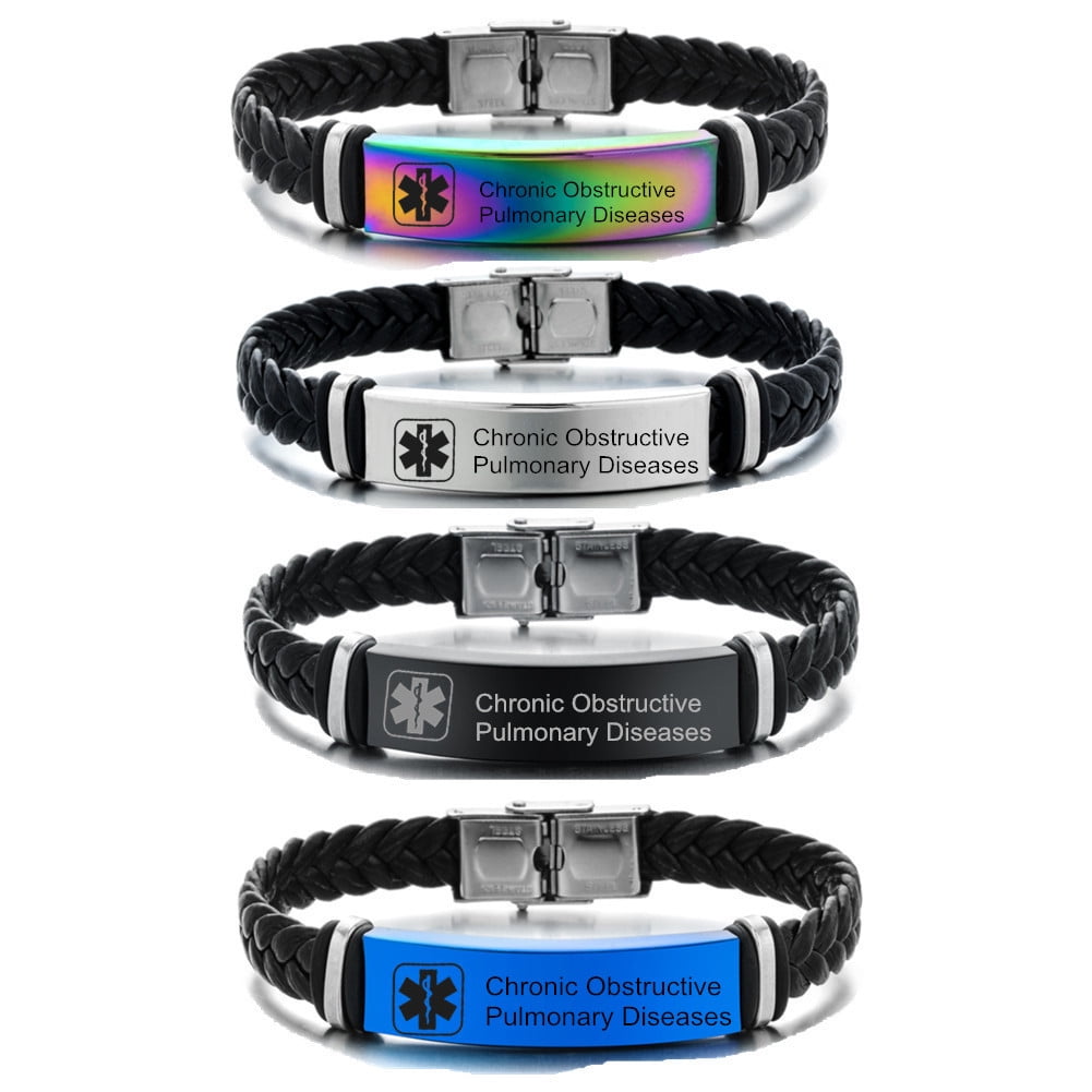 Chronic Obstructive Pulmonary Diseases Medical Jewelry Set for Men Women,4Pcs Stainless Steel ...