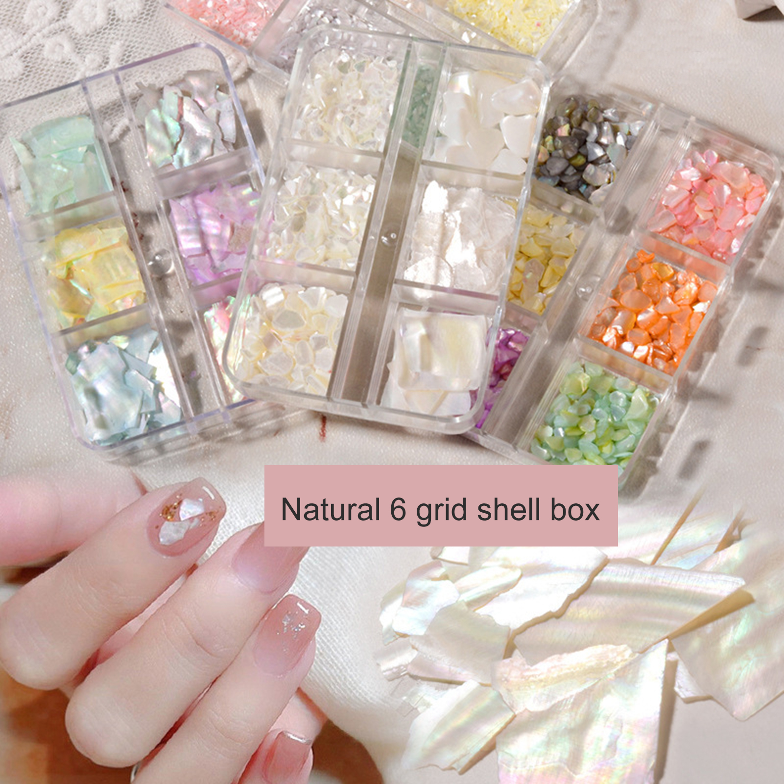 dianhelloya 1 Box Shell Nail Decoration Colorful Irregular Abalone ...