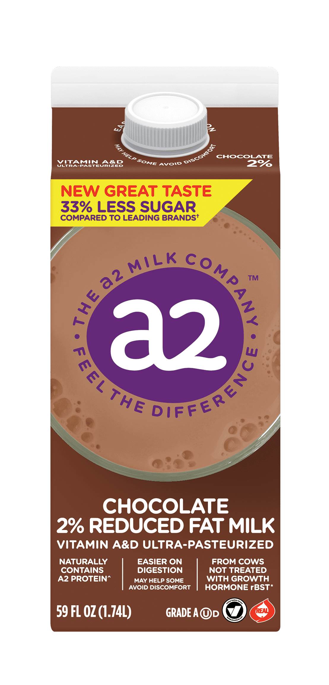 Buy a2 Milk® 2% Reduced Fat Chocolate Milk, Fortified, 59 fl oz Online ...