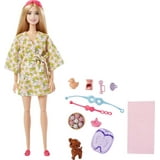 Barbie Self-Care Posable Doll, Blonde Spa Day Doll in Bathrobe with ...