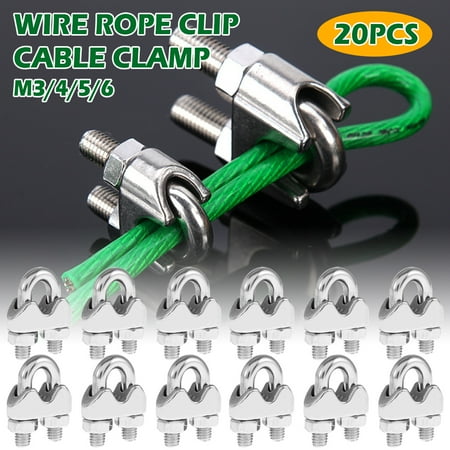 20Pcs Wire Rope Clamp 3mm M3 M4 M5 M6 Wire Rope Clip 304 Stainless ...
