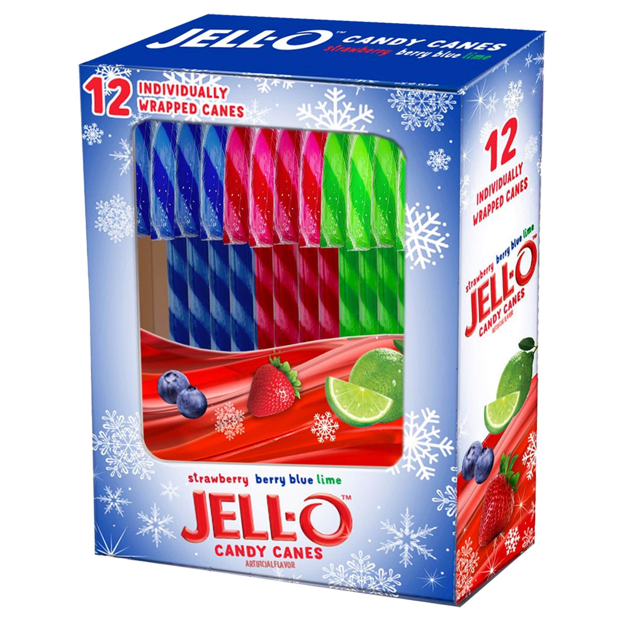 Jell-O Candy Canes Fraise/Bleu Berry & Lime 12ct Assort de cannes ...