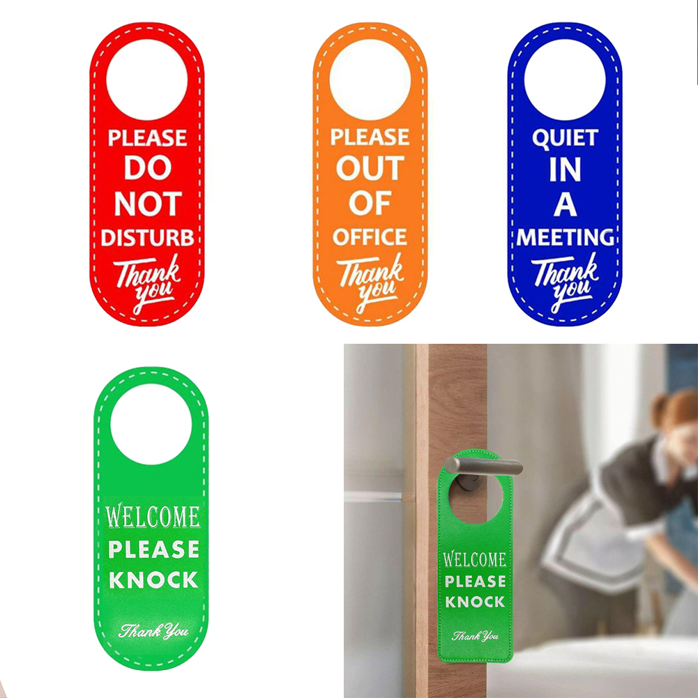 Door Hanger Tags Pu Leather Cleaning Label Do Not Disturb Signs Double ...