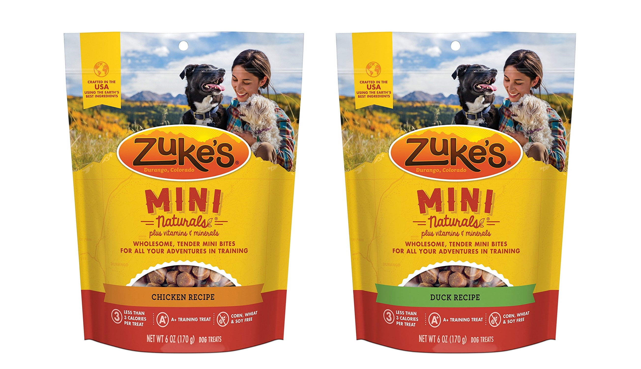 Zuke's Mini Naturals (1) Chicken Recipe and (1) Duck Recipe 6 oz Dog ...