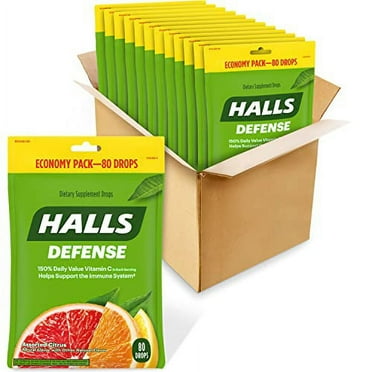 Halls Defense Immunity Boosting Sugar Free Vitamin C Drops, Assorted ...
