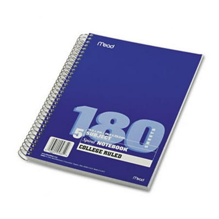 Mead 05682 Spiral Bound Notebook- College Rule- 8 x 10-1/2- White- 180 ...