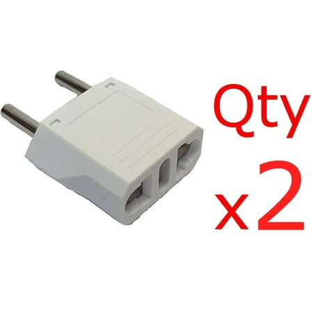 2 Pack of White Europe 4mm Round Pin Plug Adapters US USA to EU ...