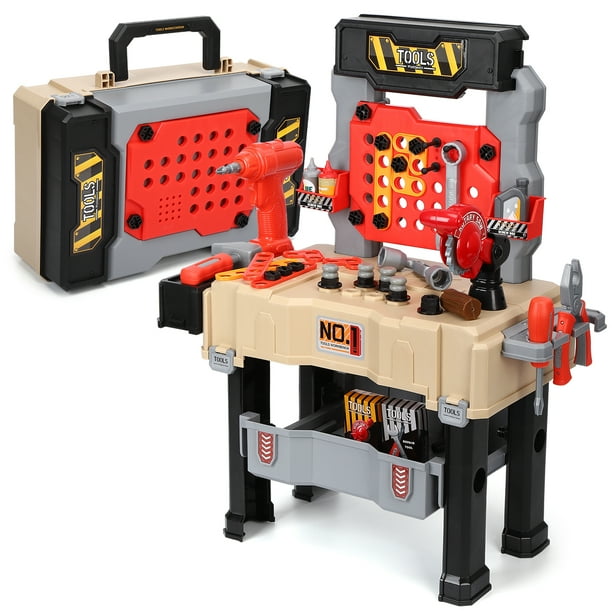 DSstyles Kids Tool Bench, Unisex Toy Workbench with 55-Piece Tool Set ...