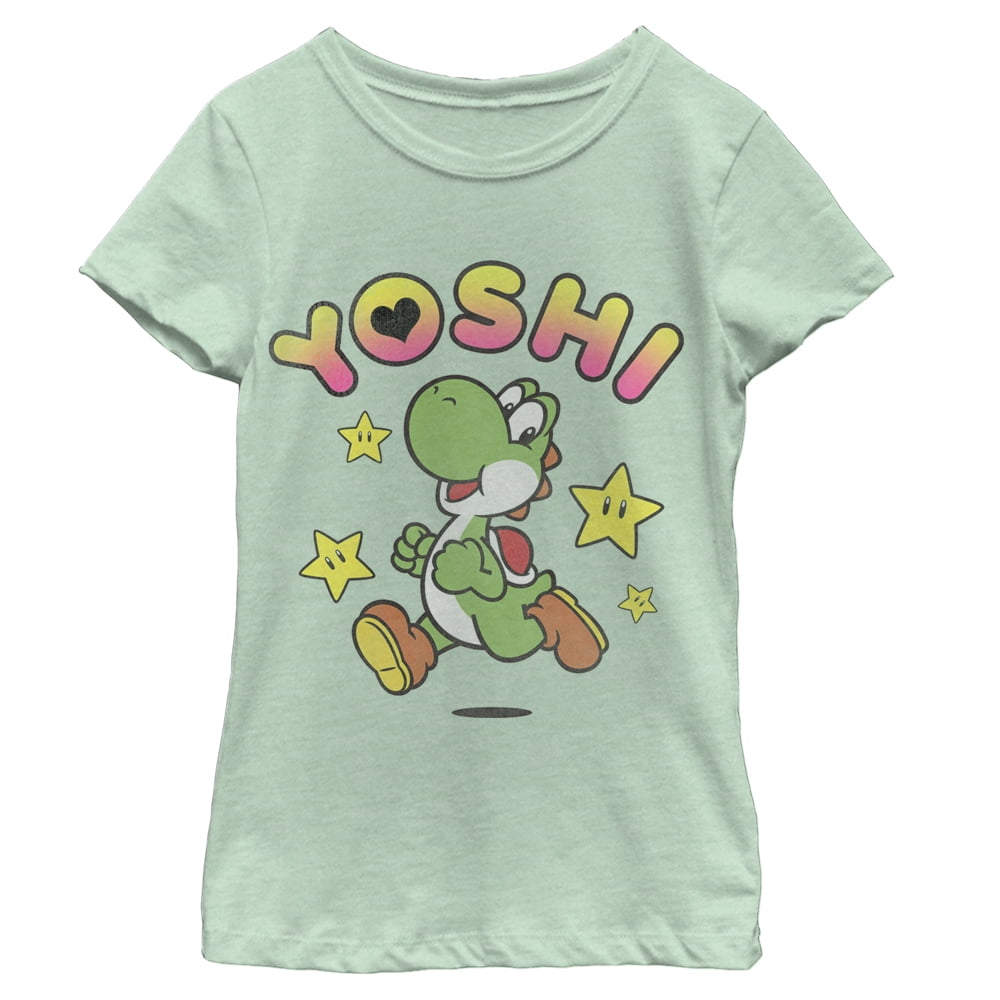 Girl's Nintendo Yoshi Love Graphic Tee Mint Medium - Walmart.com