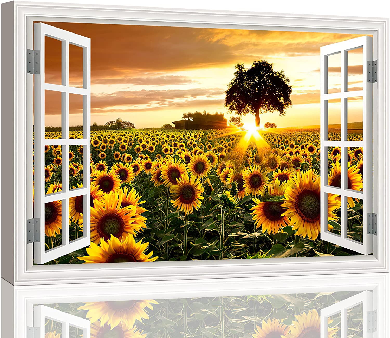 Sunflowers Wall Art Picture for Living Room Country Sunset Landscape ...