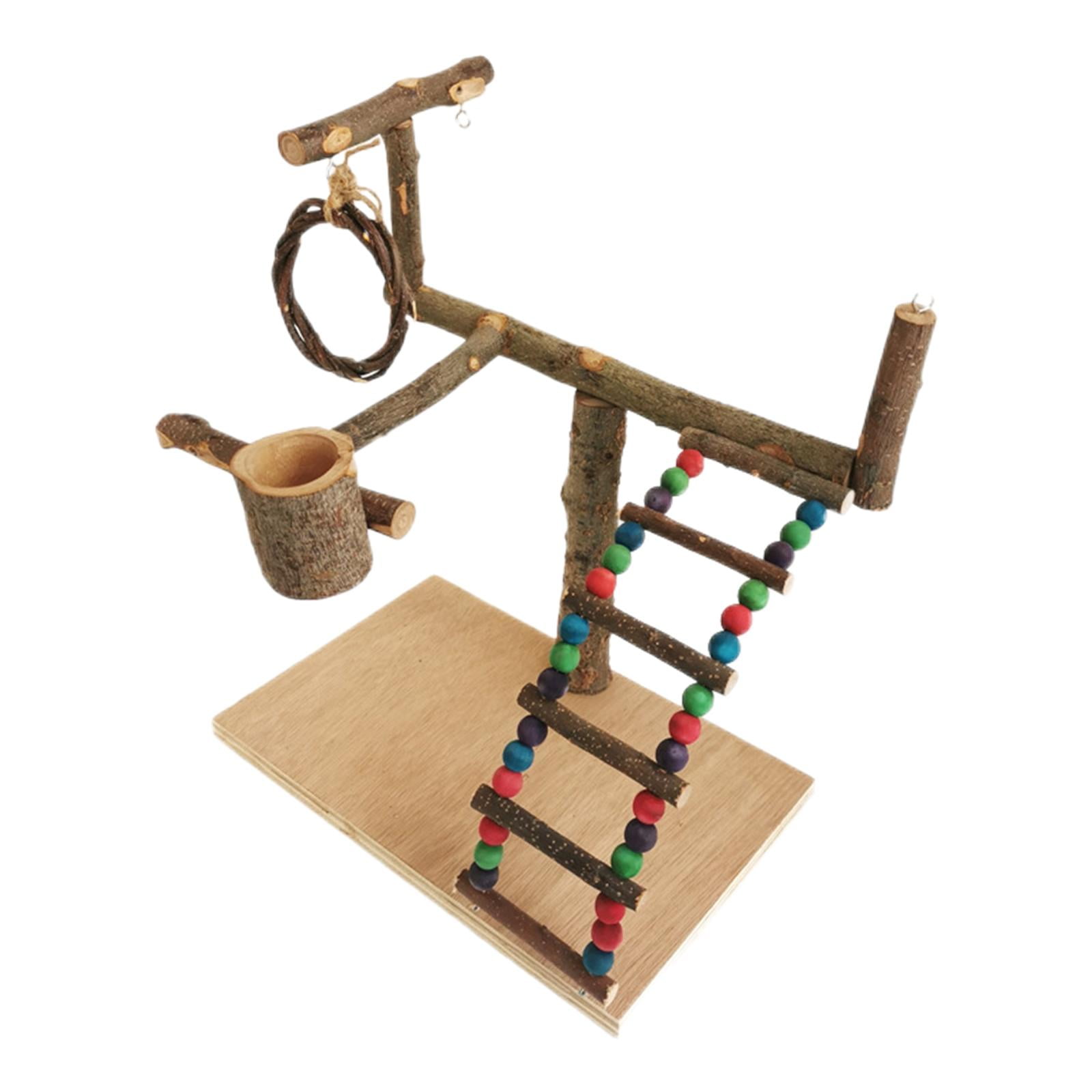 Pet Bird Play Stand Toy, Parrot Playground Ladder, Wood Perch Climbing ...