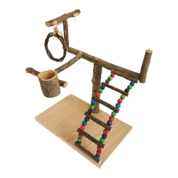 Pet Bird Play Stand Toy, Parrot Playground Ladder, Wood Perch Climbing ...