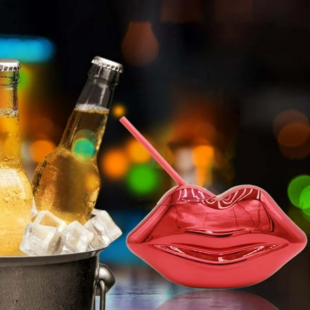 Visland Red Lip Sippy Cup Food Grade PP Mirror Shine Large Capacity ...