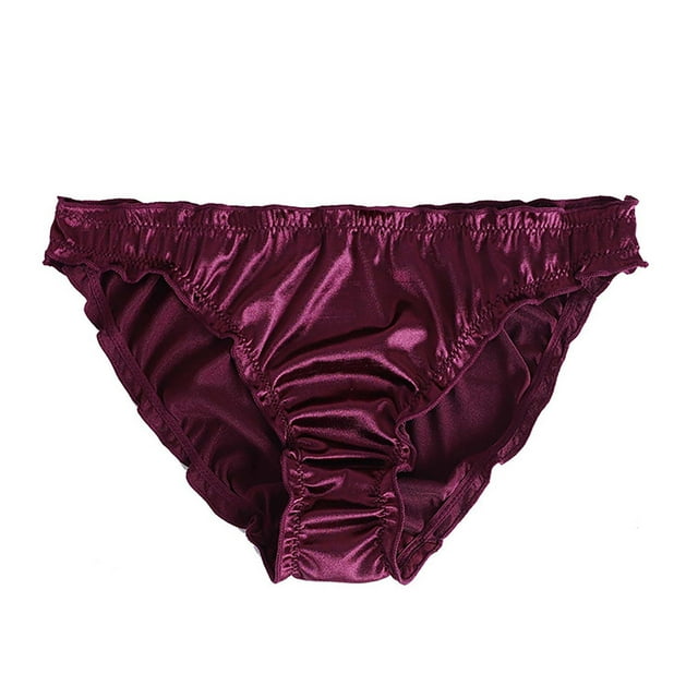 Xysaqa Womens Sexy Satin Ruffled Panties Underwear Full Coverage Briefs ...