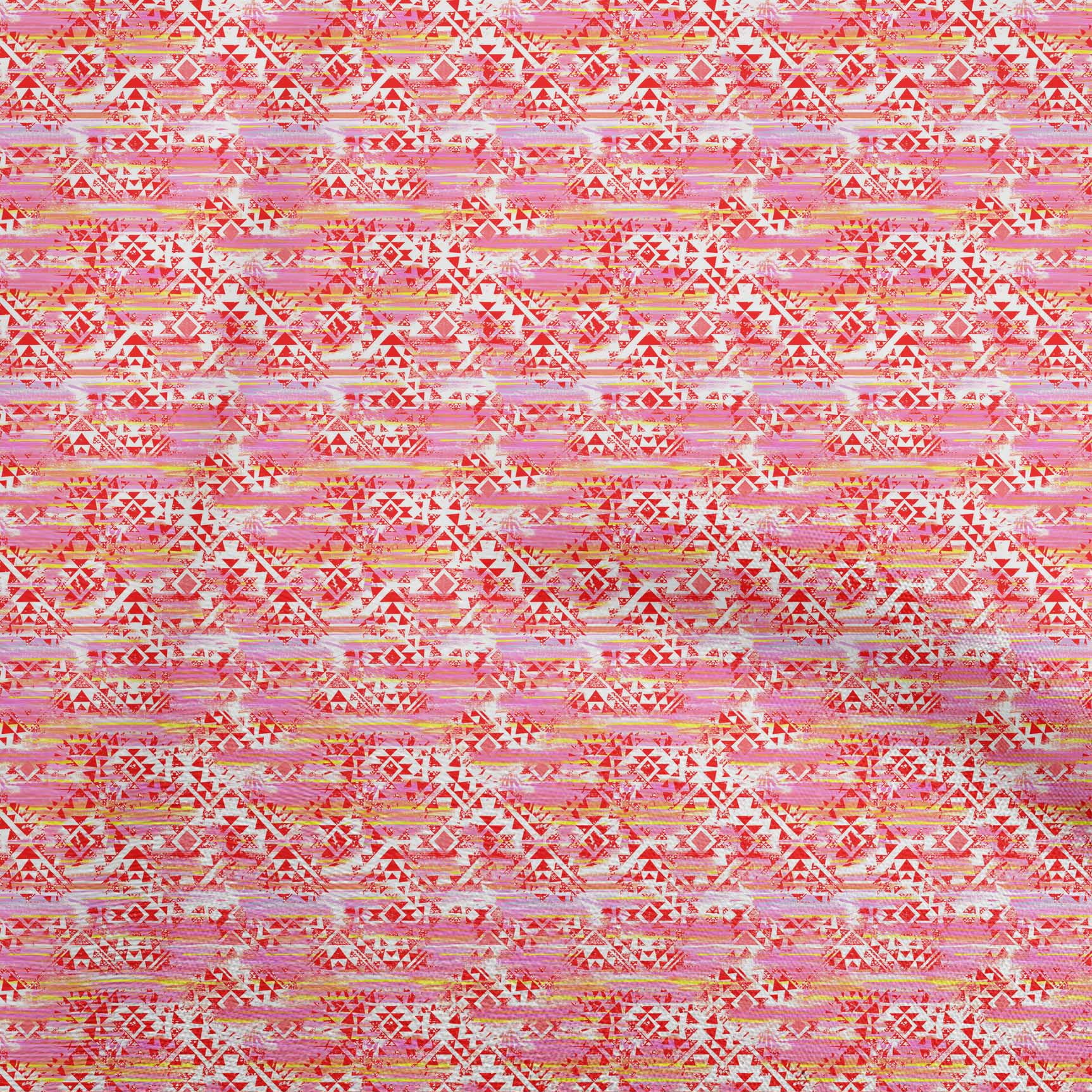 oneOone Cotton Poplin Red Fabric Tribal Sewing Material Print Fabric By ...