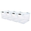 HOMZ 112 Quart Latching Clear Plastic Storage Container, Grey Latch, 4 ...