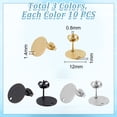 30Pcs 3 Colors 304 Stainless Steel Stud Earring Findings with Earring ...