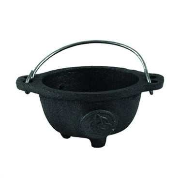 Triquetra 4.5" Small Cast Iron Cauldron with Lid and Carry Handle for Spells, Smudging, Ritual ...