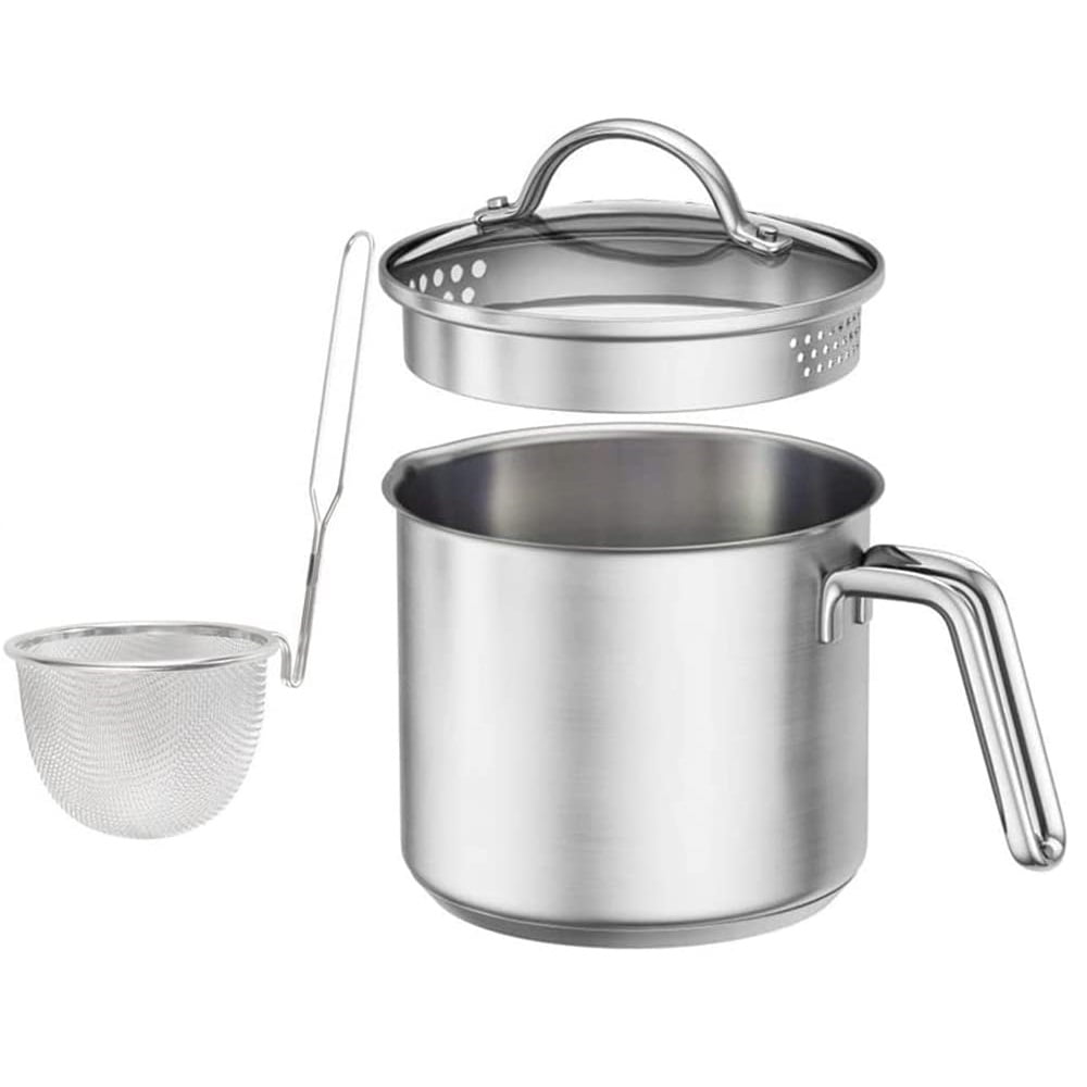 i Kito 1.5 qt Saucepan with Lid & Steamer Basket, Milk Pot with Pour ...
