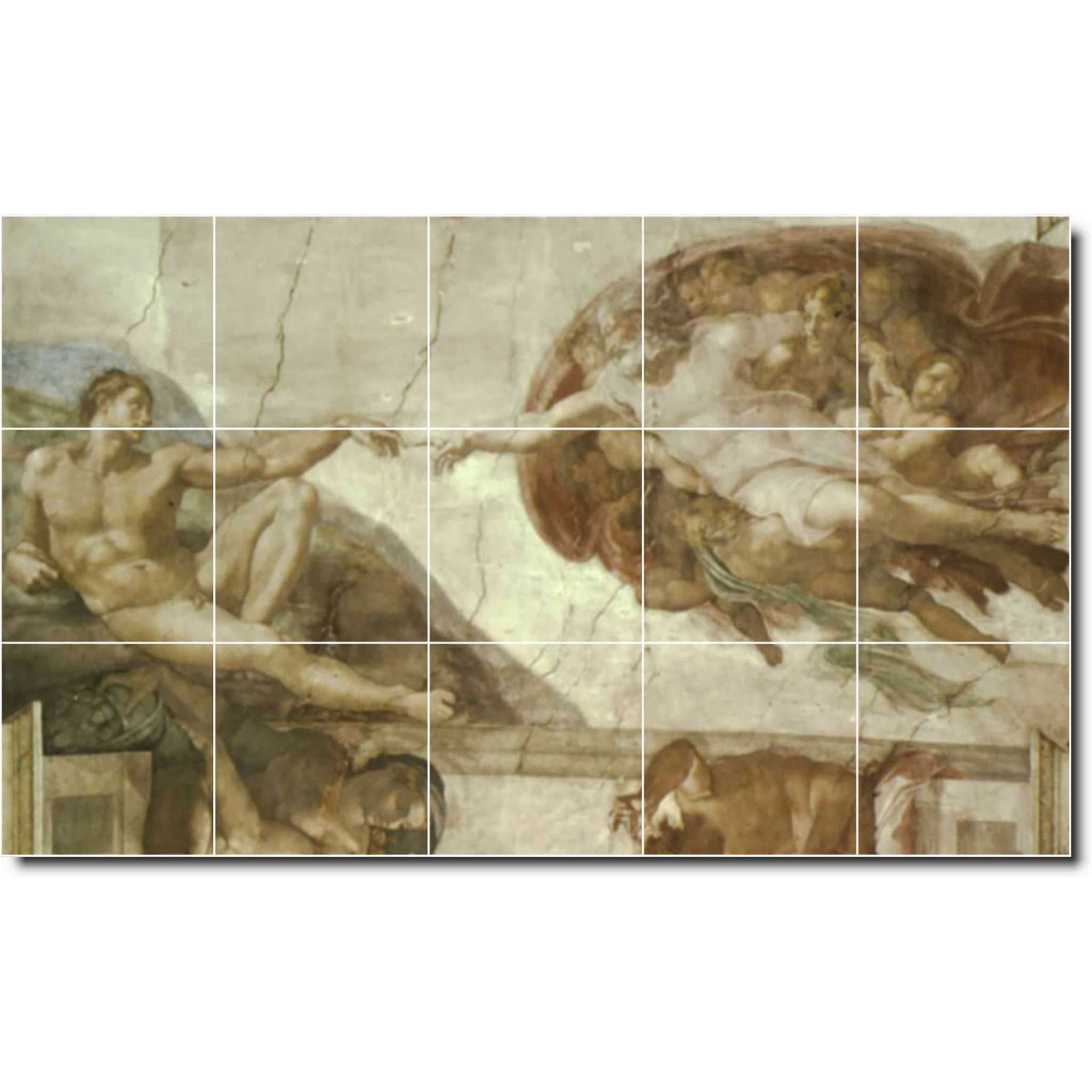 Ceramic Tile Mural-Michelangelo Religious Bathroom Tile Mural 26. 30" w ...
