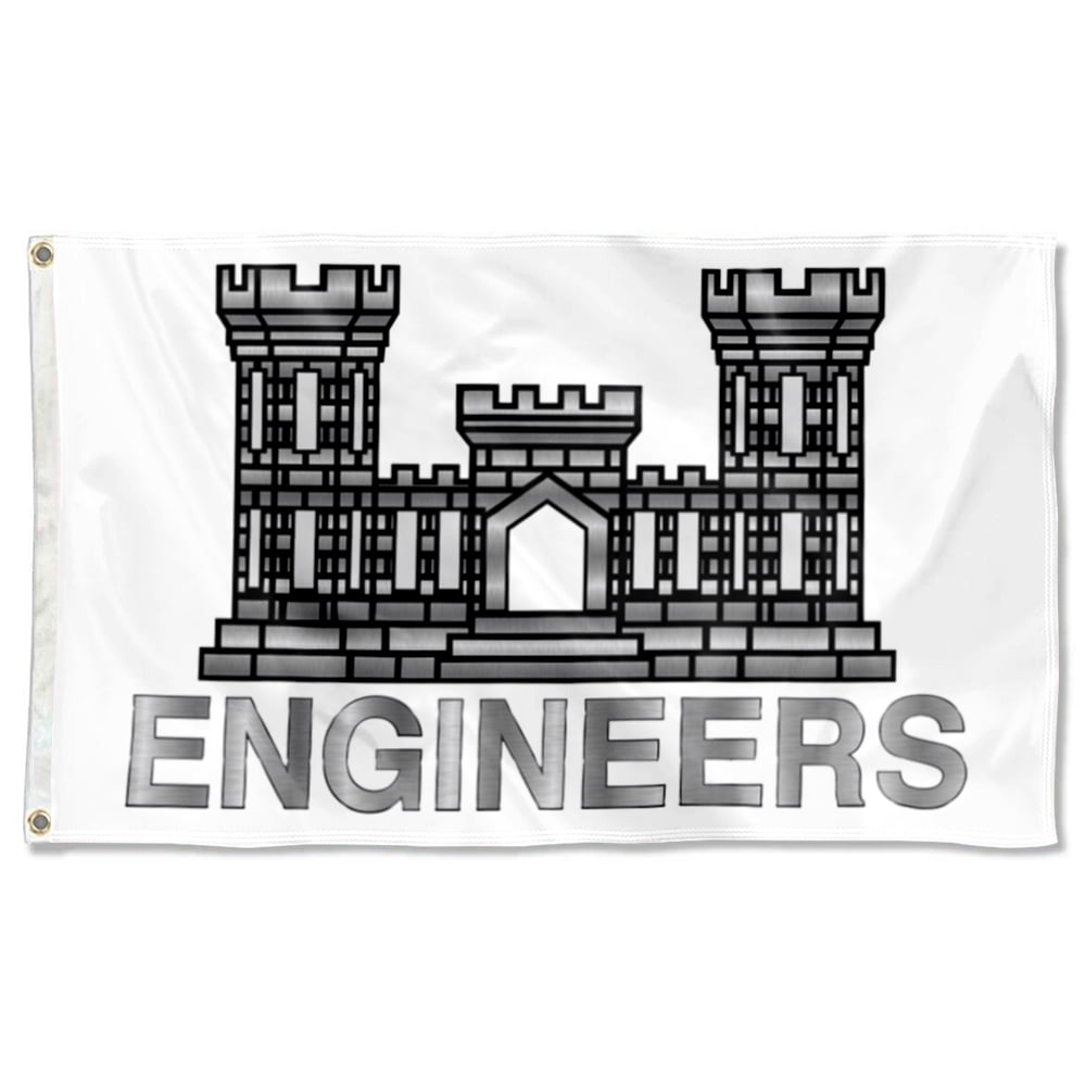 Cayyon Army Engineers White Flag 3x5Feet Military Banner with 2 Brass ...