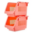 Pen + Gear Stackable Polypropylene, Plastic Storage Bins, Coral, 2 ...