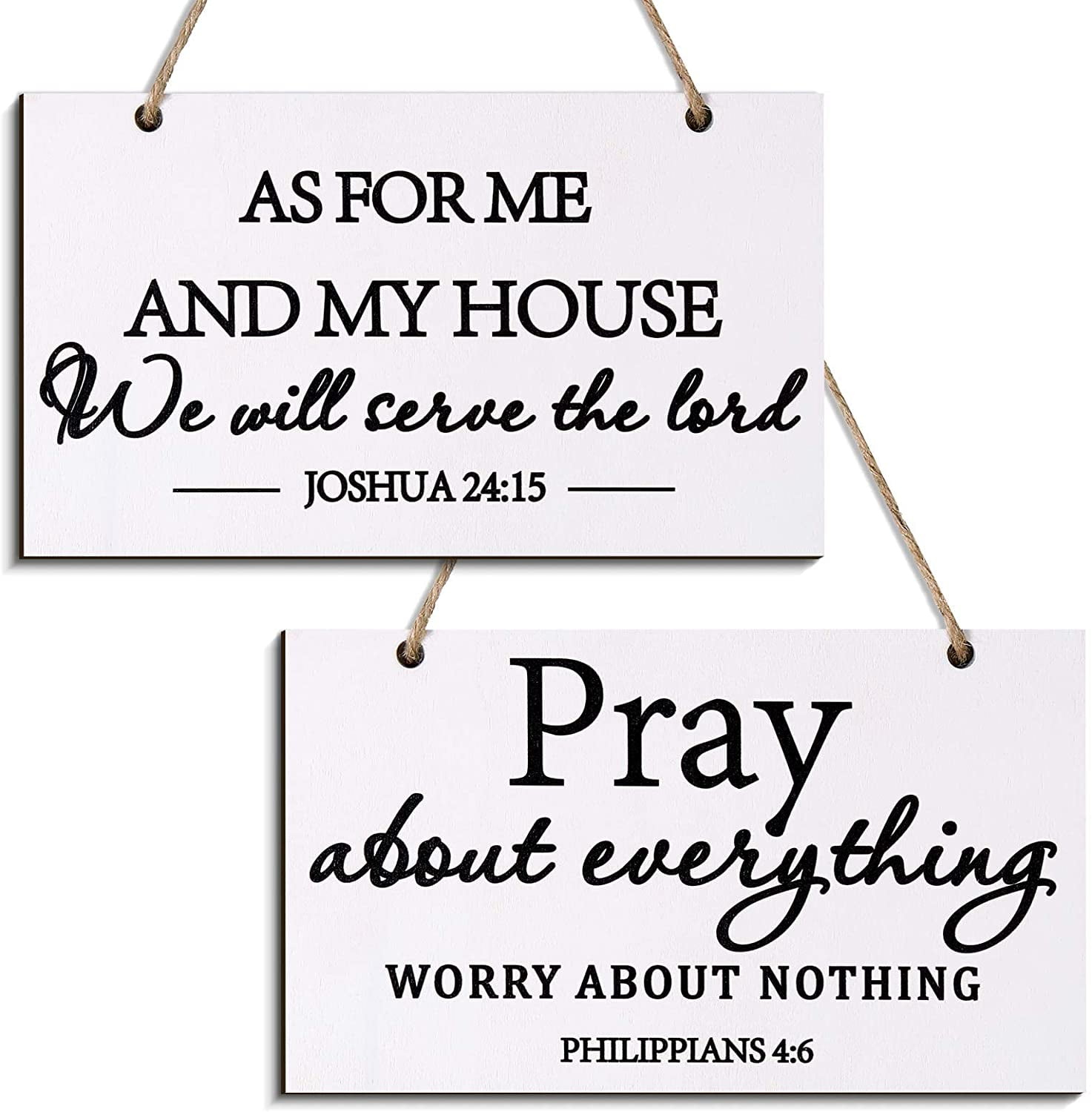 Dansefang1 2 Pieces Farmhouse Style Bible Verse Wall Decor Wood Sign As ...