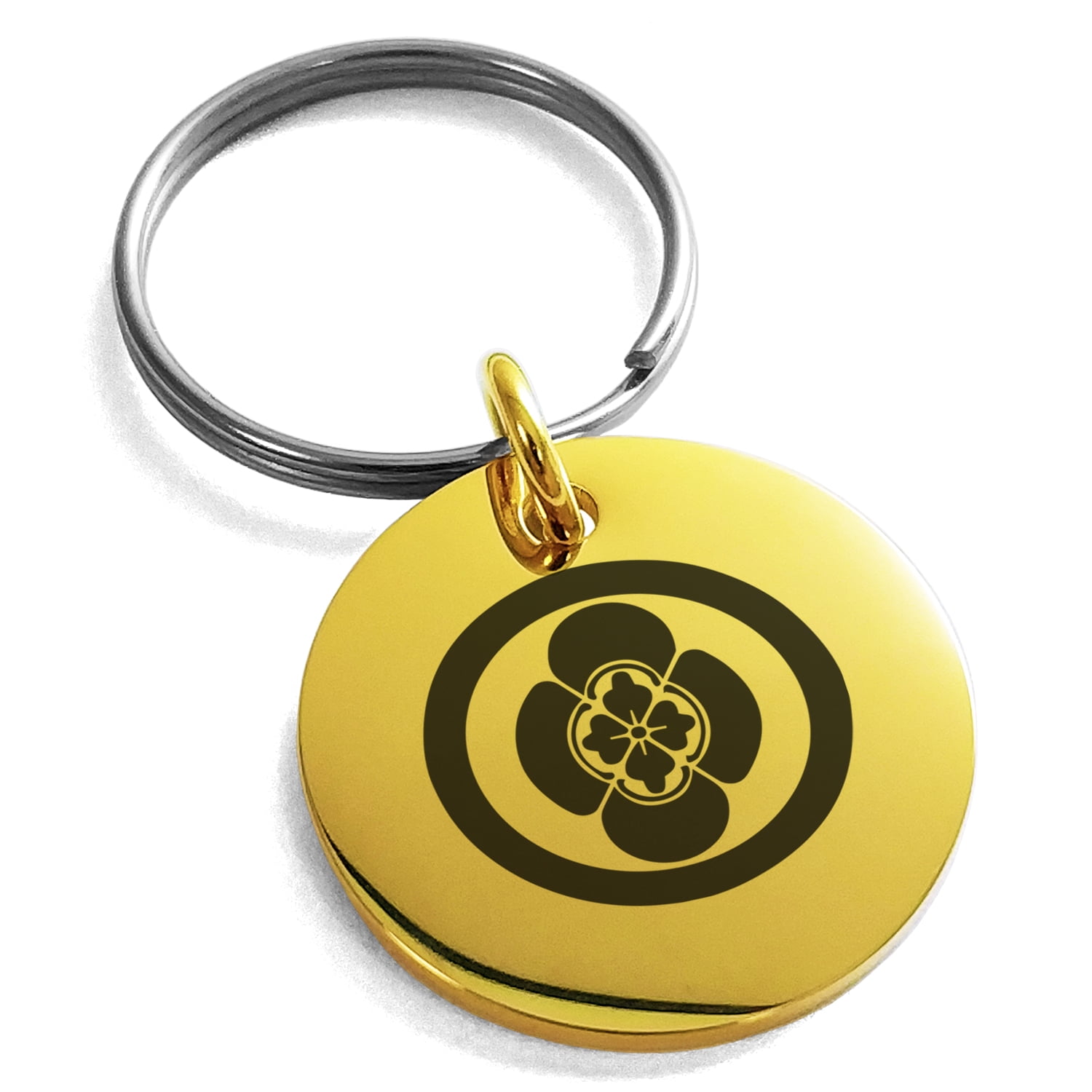 Stainless Steel Takigawa Samurai Crest Engraved Small Medallion Circle ...