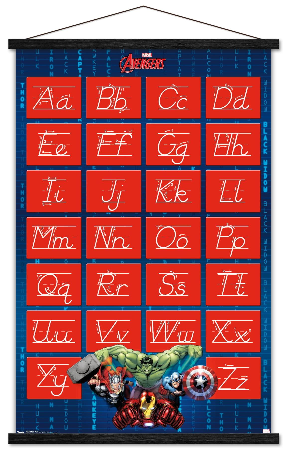 Marvel Comics - Avengers - Alphabet - Write Letters Wall Poster with ...