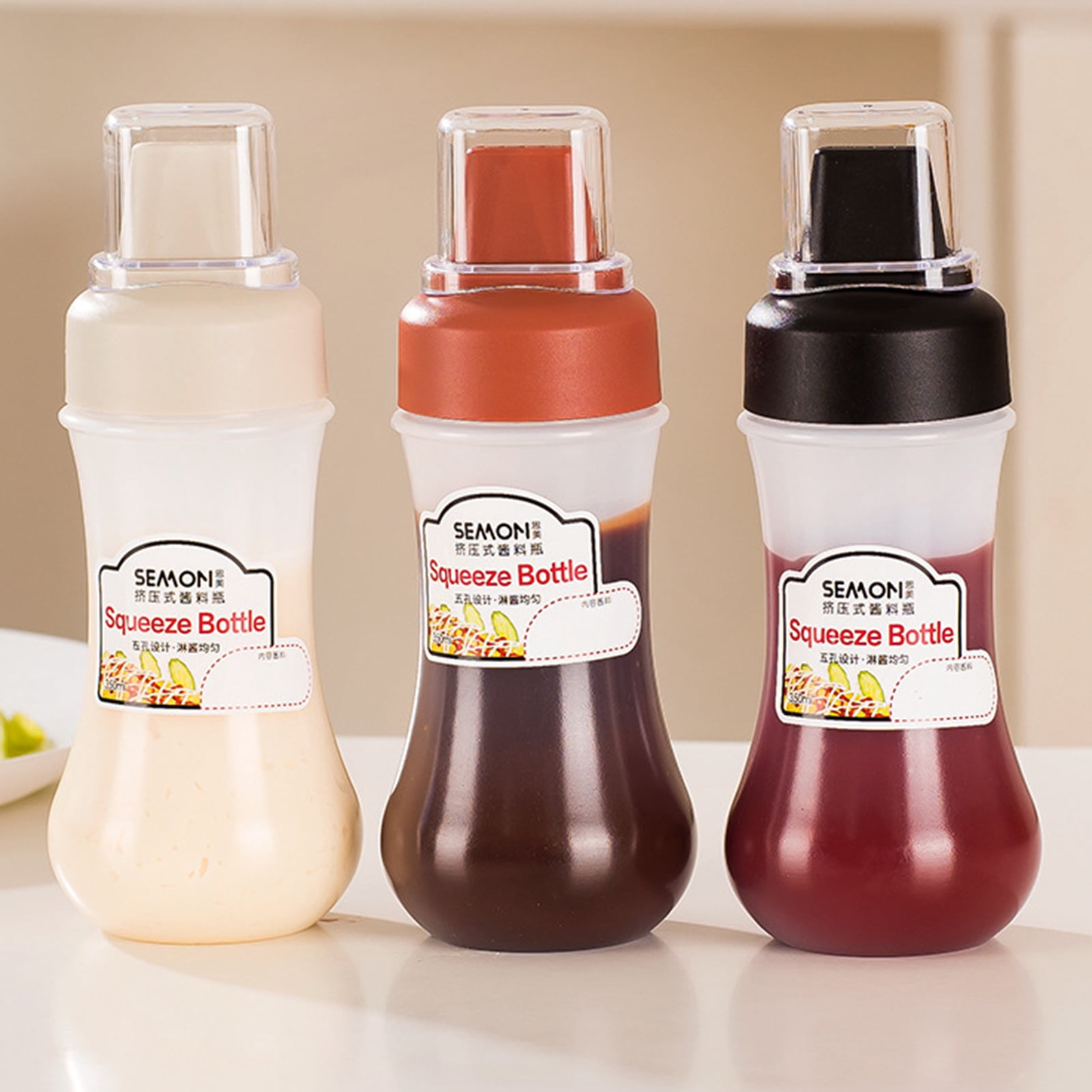 GROFRY 350ml Ketchup Bottle Food Grade Five Hole Design Plastic High ...