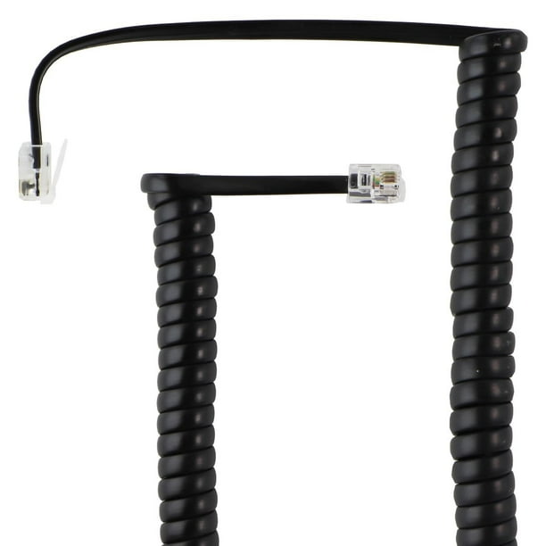 Restored Coiled 2.5-ft (RJ22) Telephone Connector Cable - Black ...