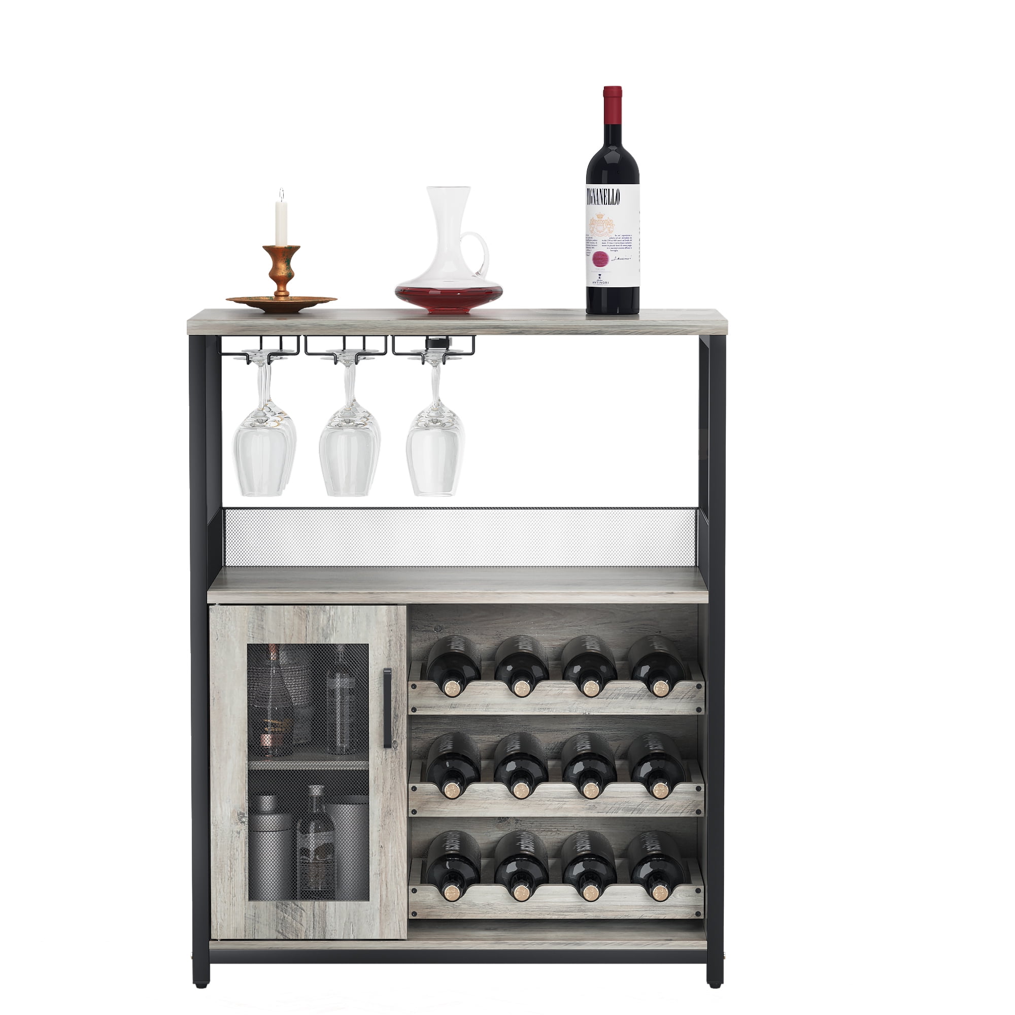 JOMILLY Bar Storage Cabinet with Removable Wine Rack, Wine Bar Buffet ...