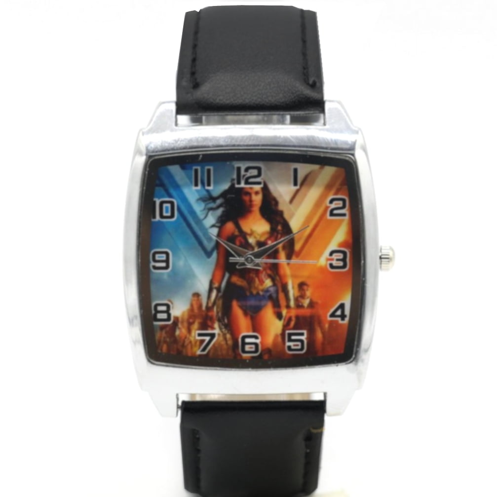 Superhero Wonder Woman Style Square Face Watch Action Figure Hero Wrist ...