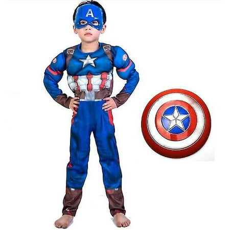 SHTKUYING Avenger Boy Superhero Kids Muscle Captain America Costume ...
