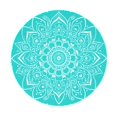 Turquoise Mandala With White Floral Linework Round Tablecloth ...
