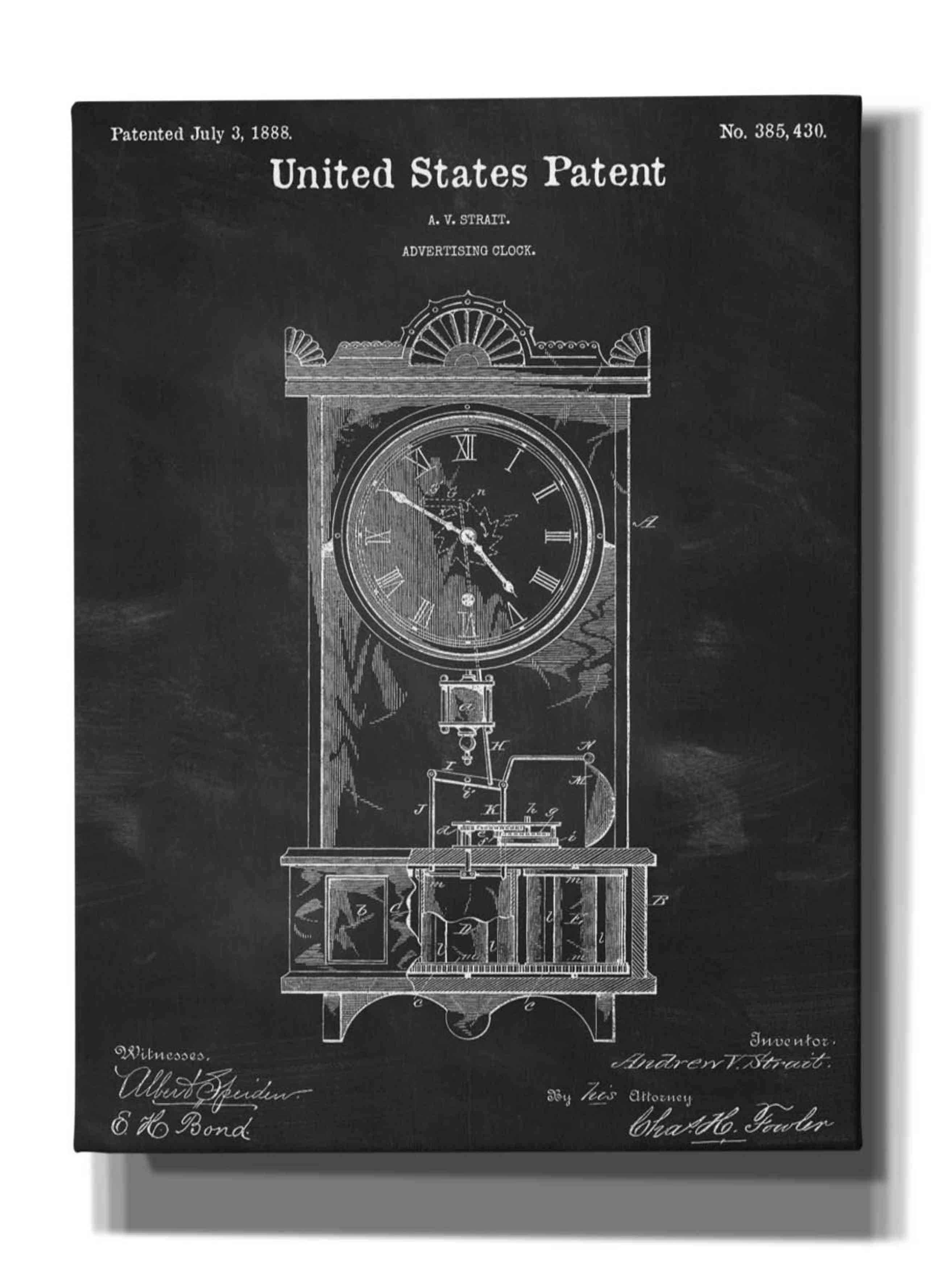 Epic Graffiti 'Mantel Clock Blueprint Patent Chalkboard,' Canvas Wall ...