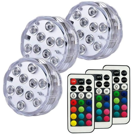 RGB Color Changing Submersible LED Lights 13 Colors 4 Lighting Modes Battery Powered Lights ...