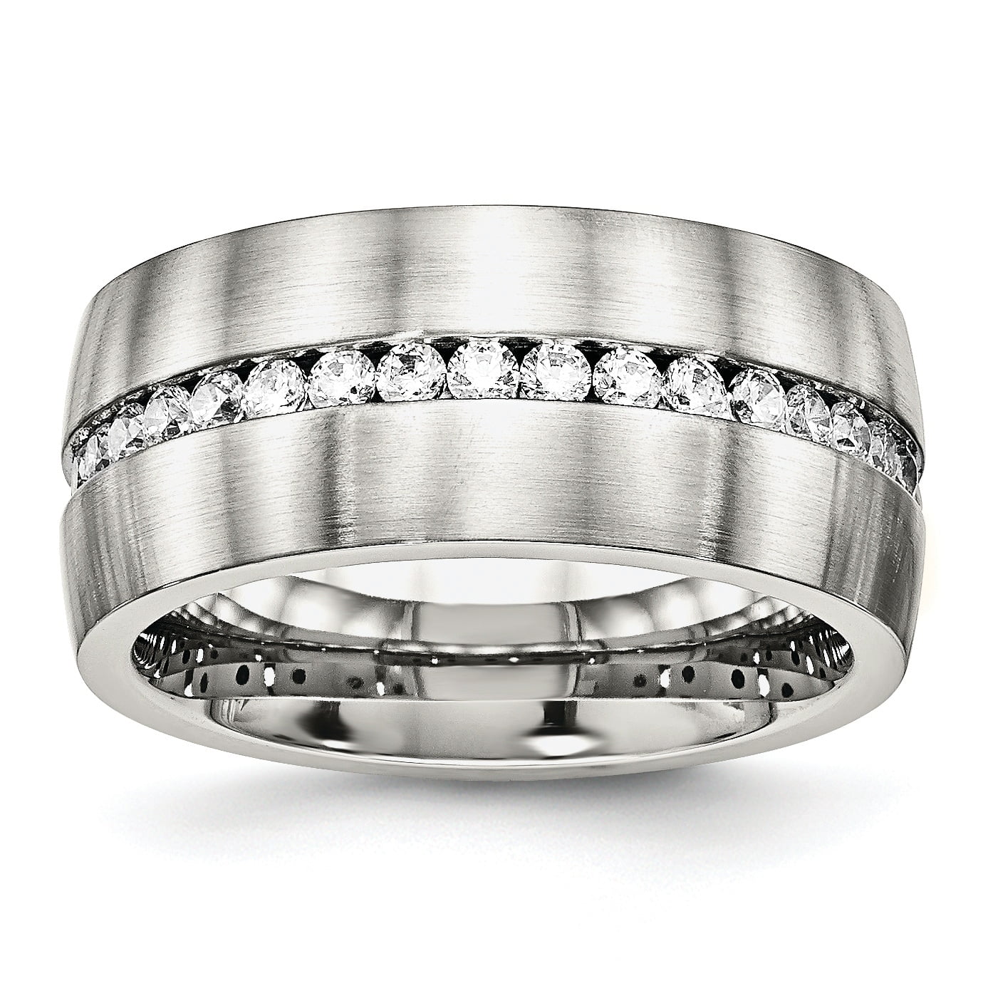 Chisel Stainless Steel Brushed and Polished CZ Ring 6 - Walmart.com