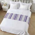 Bed Runner Purple Stripes Bedding Scarves Soft Decorative Bed Flag Grey ...