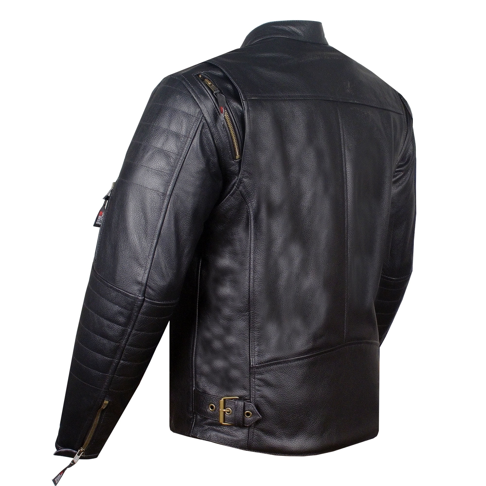 Men's REVOLT Natural Premium Buffalo Leather Motorcycle Jacket Vented ...