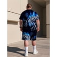 Blue Plus Size Mens All-Over Print Short Sleeve T-Shirt And Shorts Set ...
