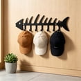 Qonioi Wrought Iron Fishbone Key Rack, 6-Hook Wall Organizer for ...