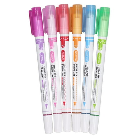 Curve Highlighter Pen, Dual Tip Colored Curve Pens Even Ink Output Cute ...