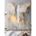 Abstract Gradient Marble Texture Chiffon Sheer Curtains 84 Inches Long ...