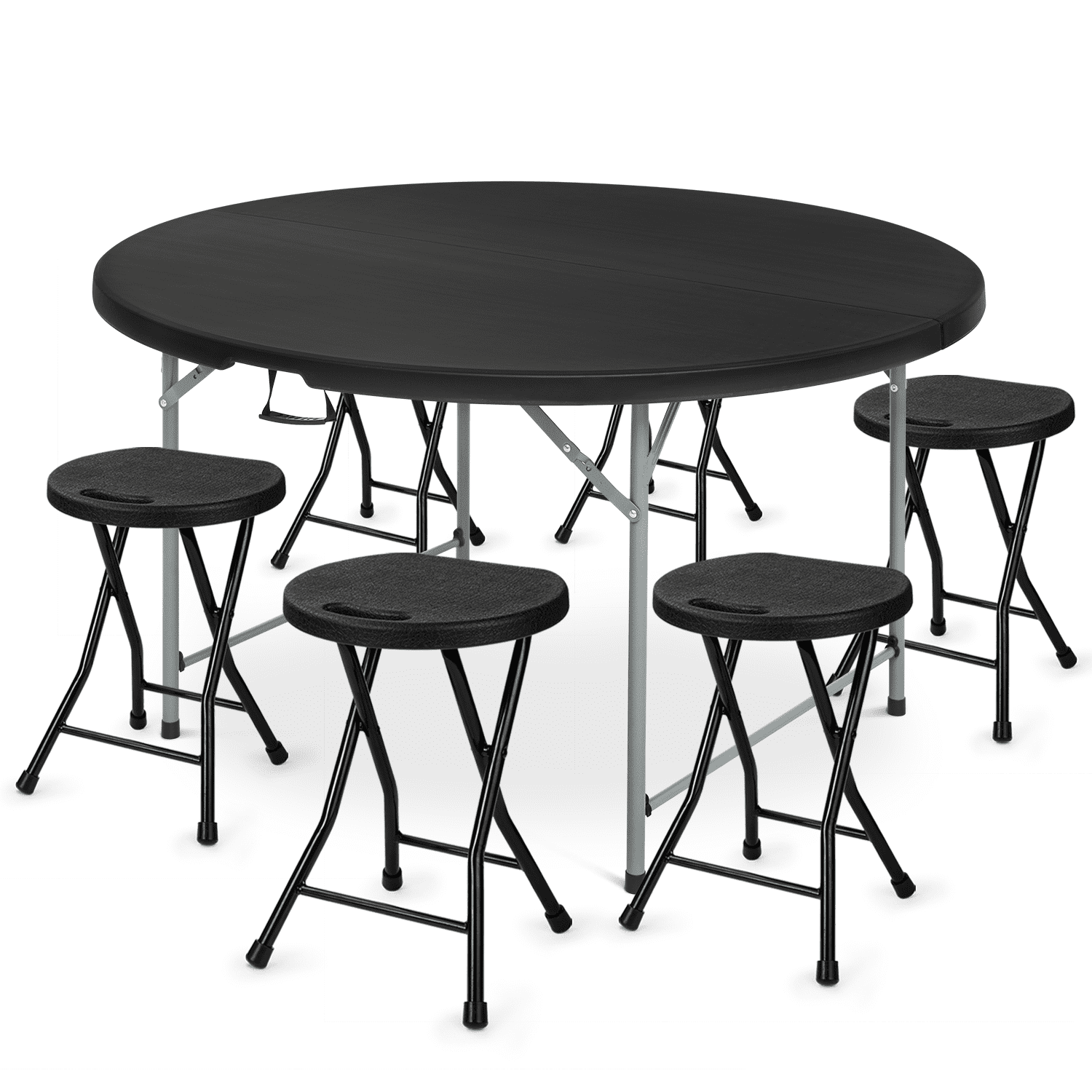 Magshion 7 Pieces 5 FT Folding Round Table and Chair Set, Indoor ...