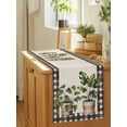 Burlap Table Runner 36 Inches Long, Watercolors Pots Green Leaves on ...