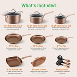 NutriChef 20 Piece Nonstick Kitchen Cookware Pots & Pans Set, Bronze (2 ...
