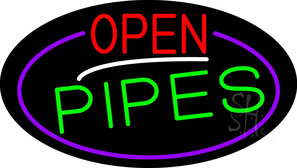 Open Pipes Oval With Purple Border LED Neon Sign 20 x 37 - inches ...